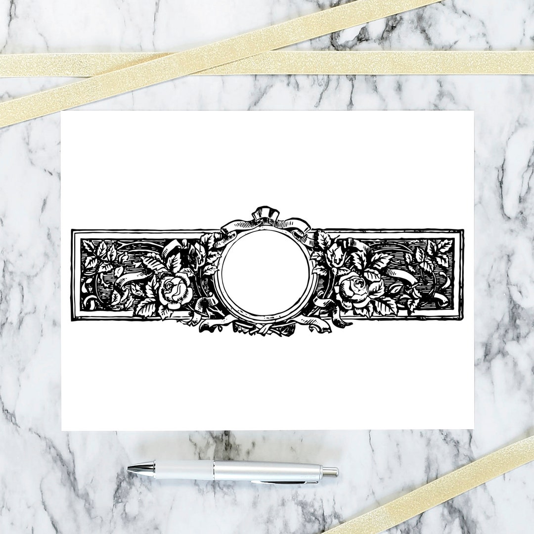 Vintage Roses & Ribbons Floral Border Vector Clipart | Antique ...