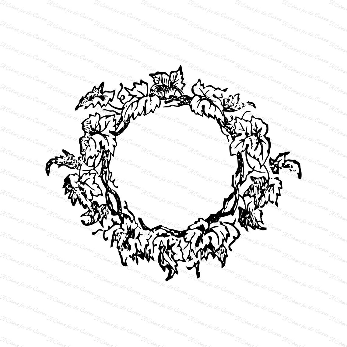 Vintage Ivy Botanical Wreath Vector Clipart Antique Victorian Round ...