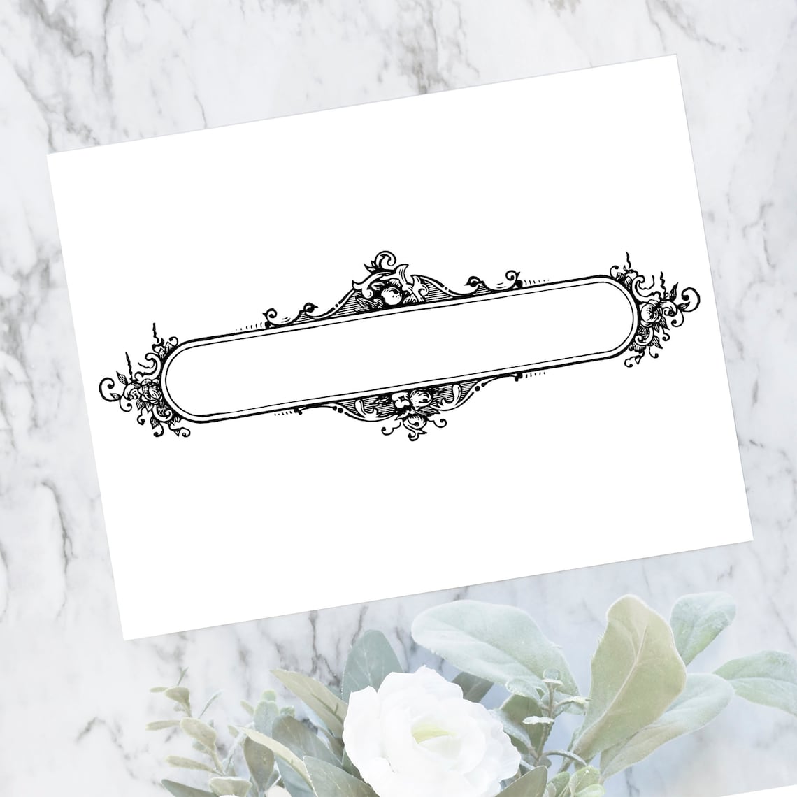 Vintage Fancy Title Border Element With Roses Antique Victorian Long ...