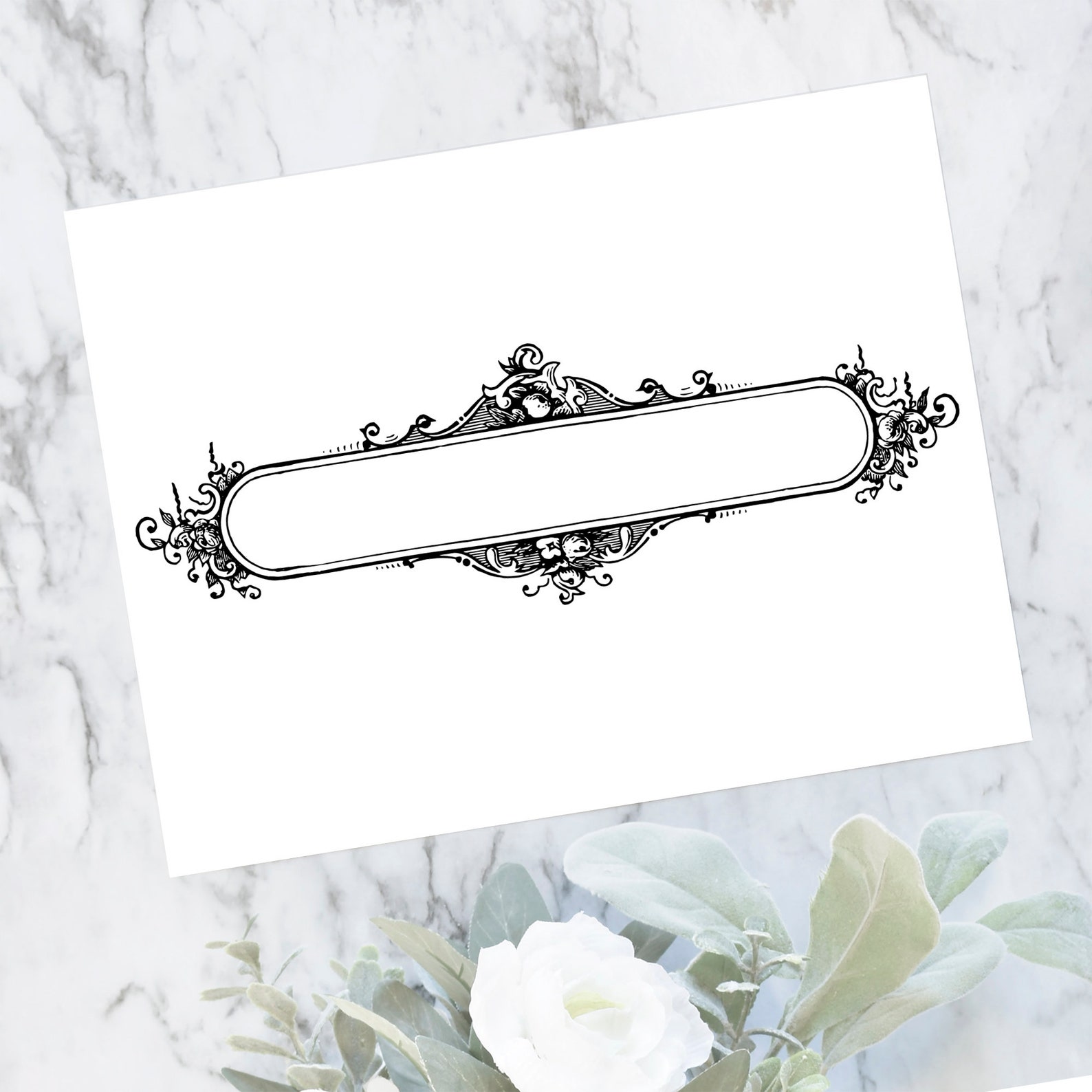 Vintage Fancy Title Border Element With Roses | Antique Victorian Long ...