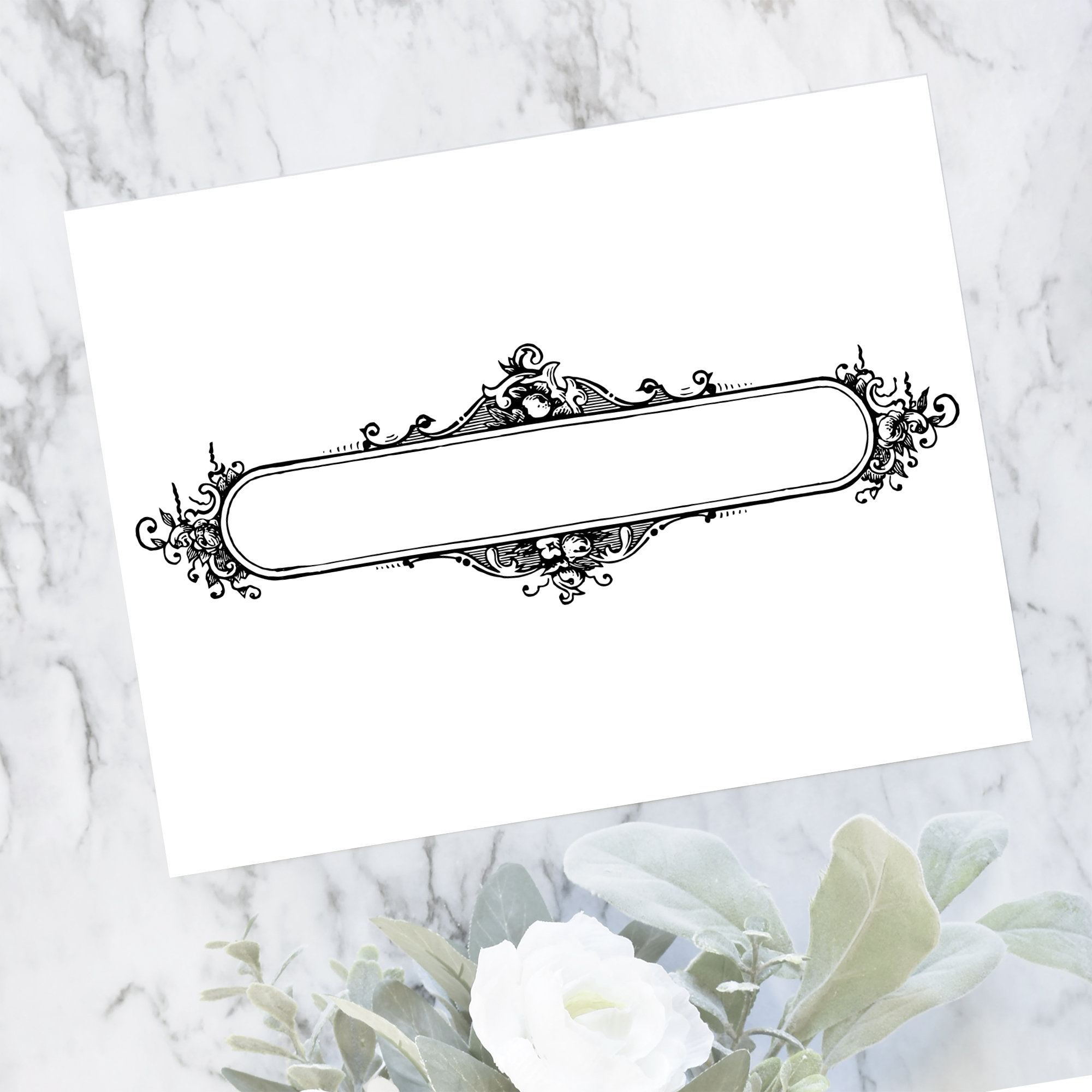 Vintage Fancy Title Border Element With Roses | Antique Victorian Long ...