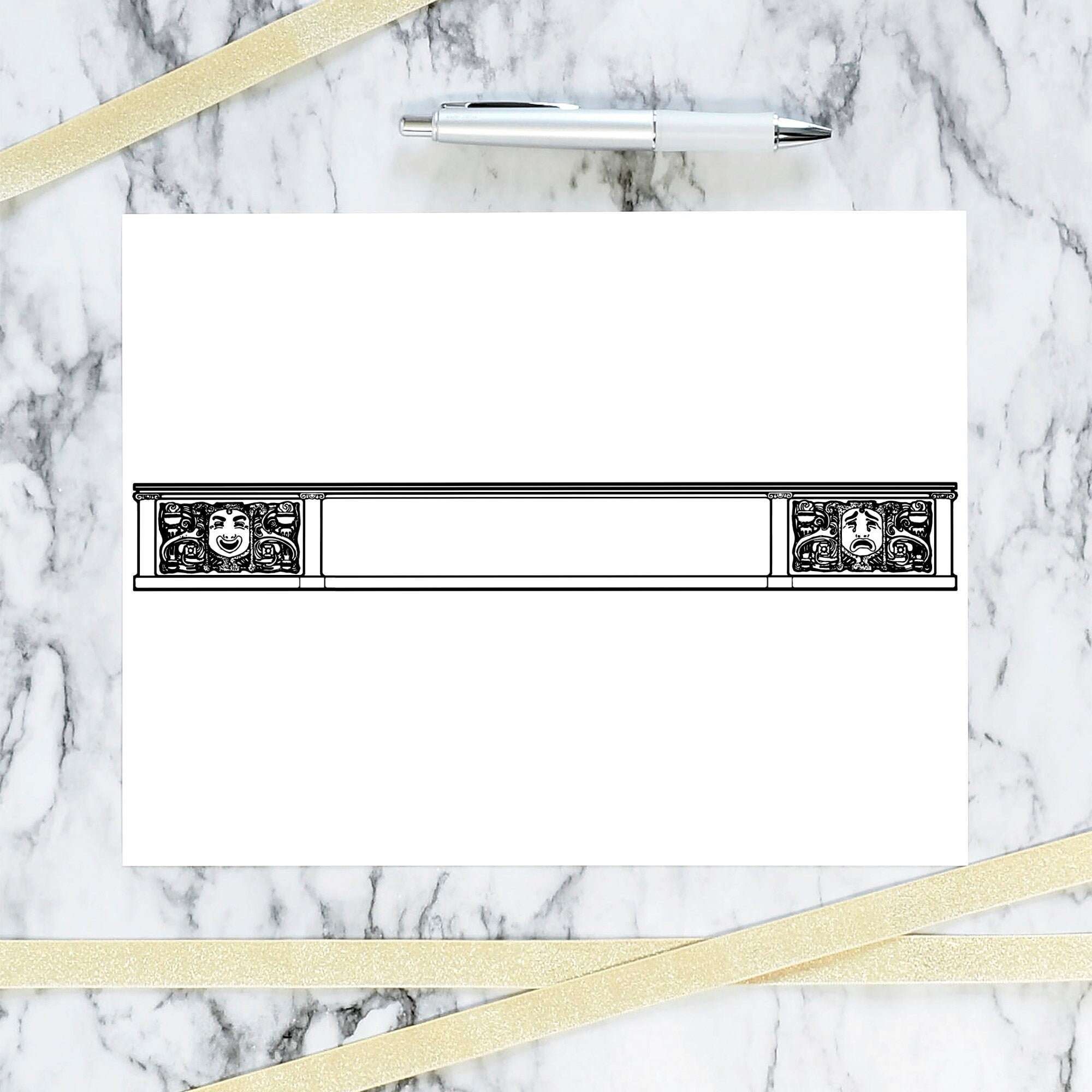 Vintage Tragedy / Comedy Title Border Element | Rectangle With Happy ...