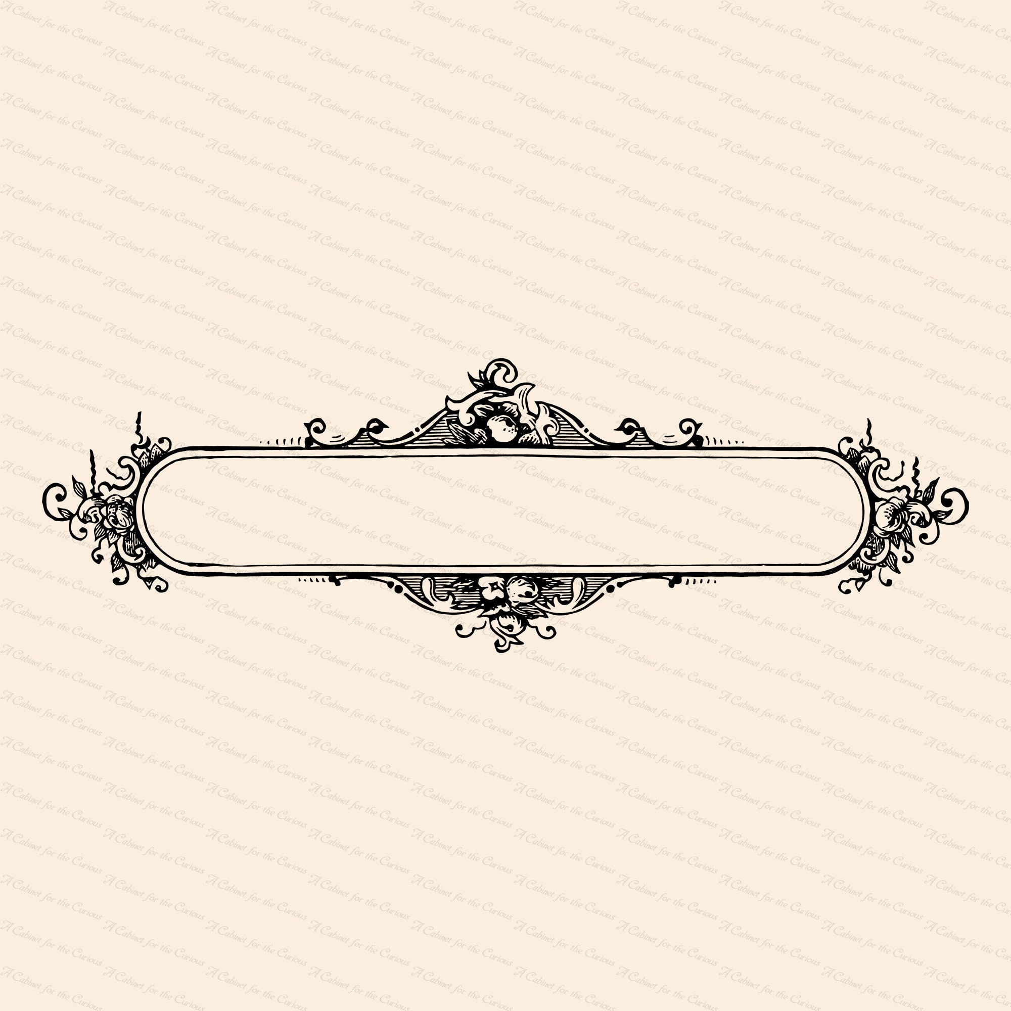 Vintage Fancy Title Border Element With Roses | Antique Victorian Long ...