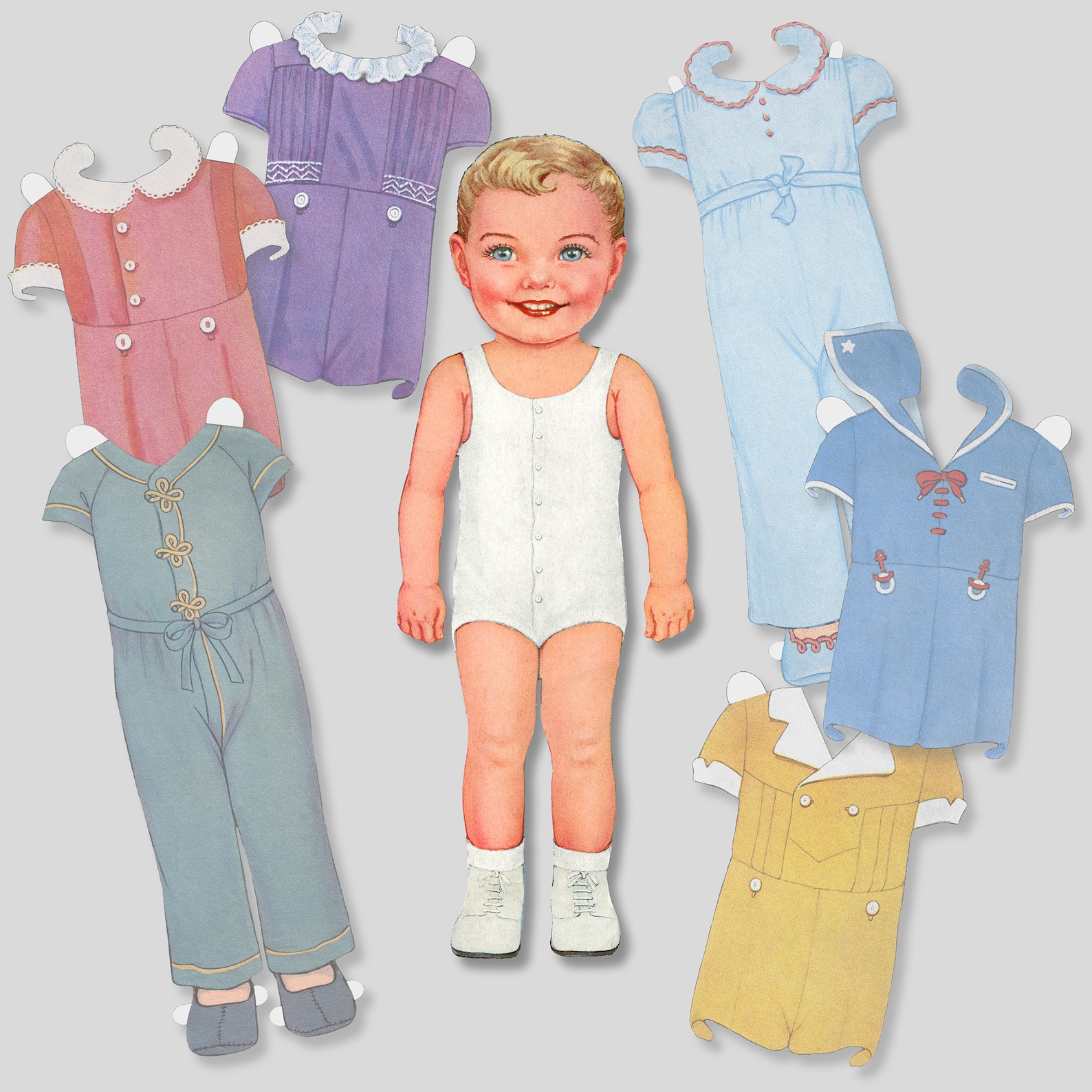 David and Jean Printable Paper Dolls Retro 1930s Style Paper Doll Boy ...