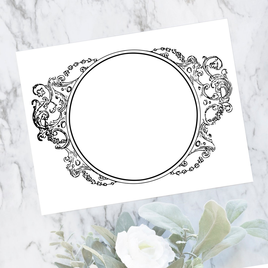 Vintage Floral Round Border Clipart | Antique Victorian Circle Frame ...