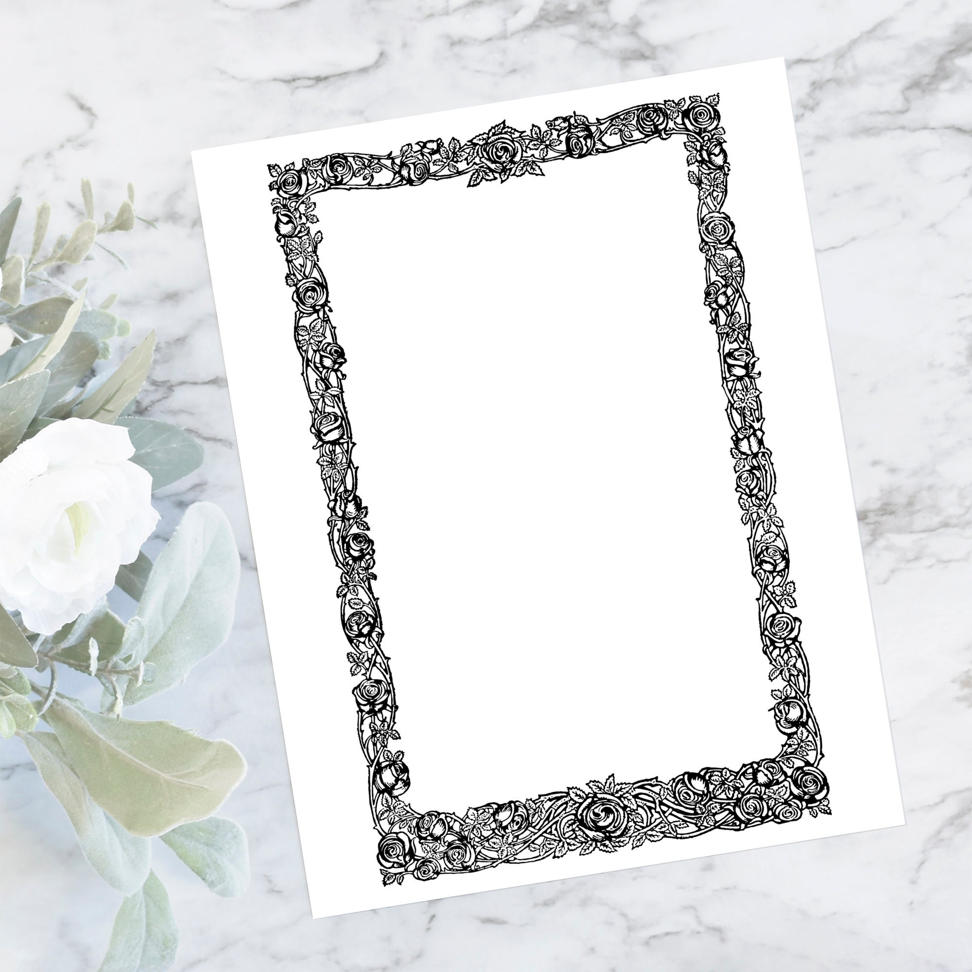 Digital Vintage Rose Flower Frame | Vector Clipart Roses Floral ...