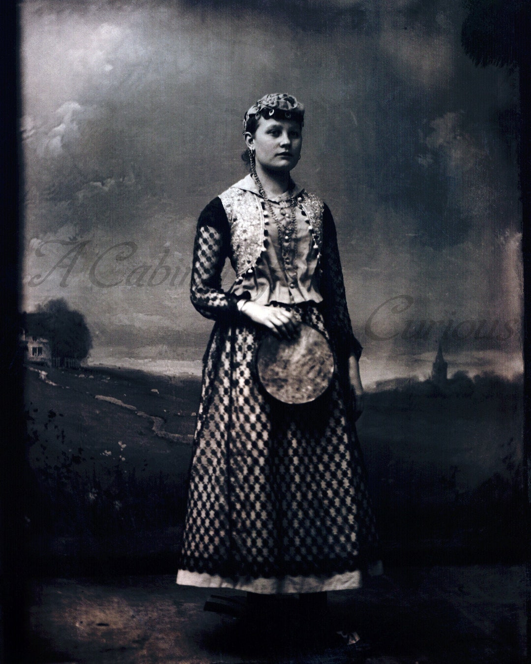 Antique Photo DOWNLOAD | Woman With Tambourine | Ethnic Costume Romani ...