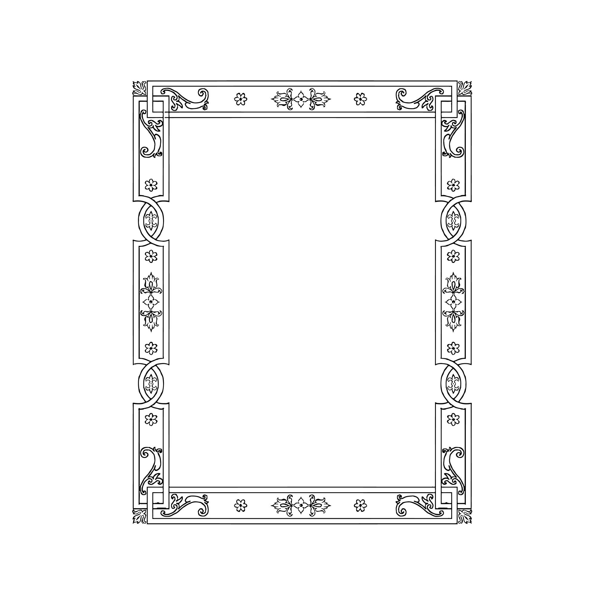 Digital Vintage Edwardian Decorative Floral Geometric Frame | Vector ...