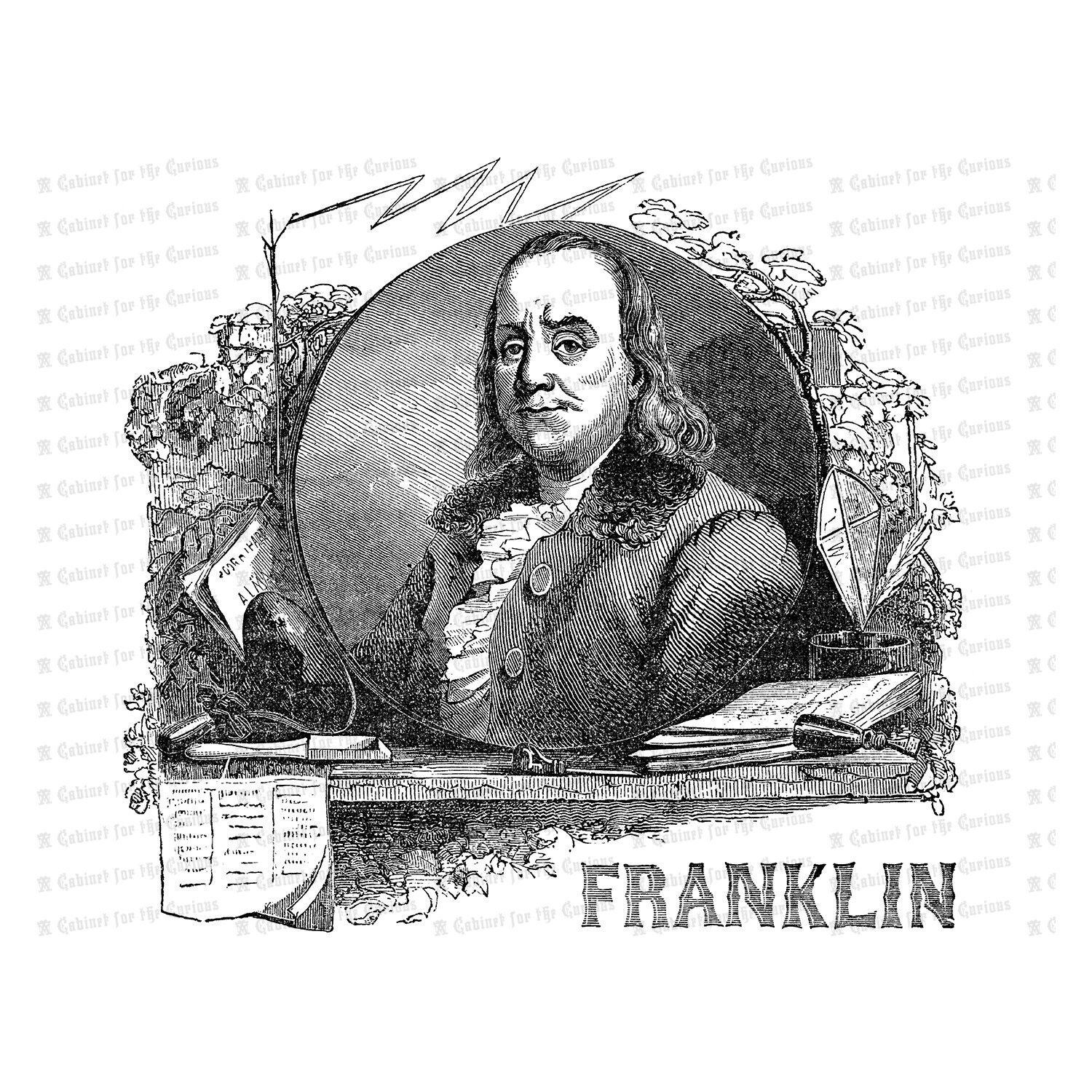 Vintage Benjamin Franklin Victorian Portrait | Antique Ben Franklin ...