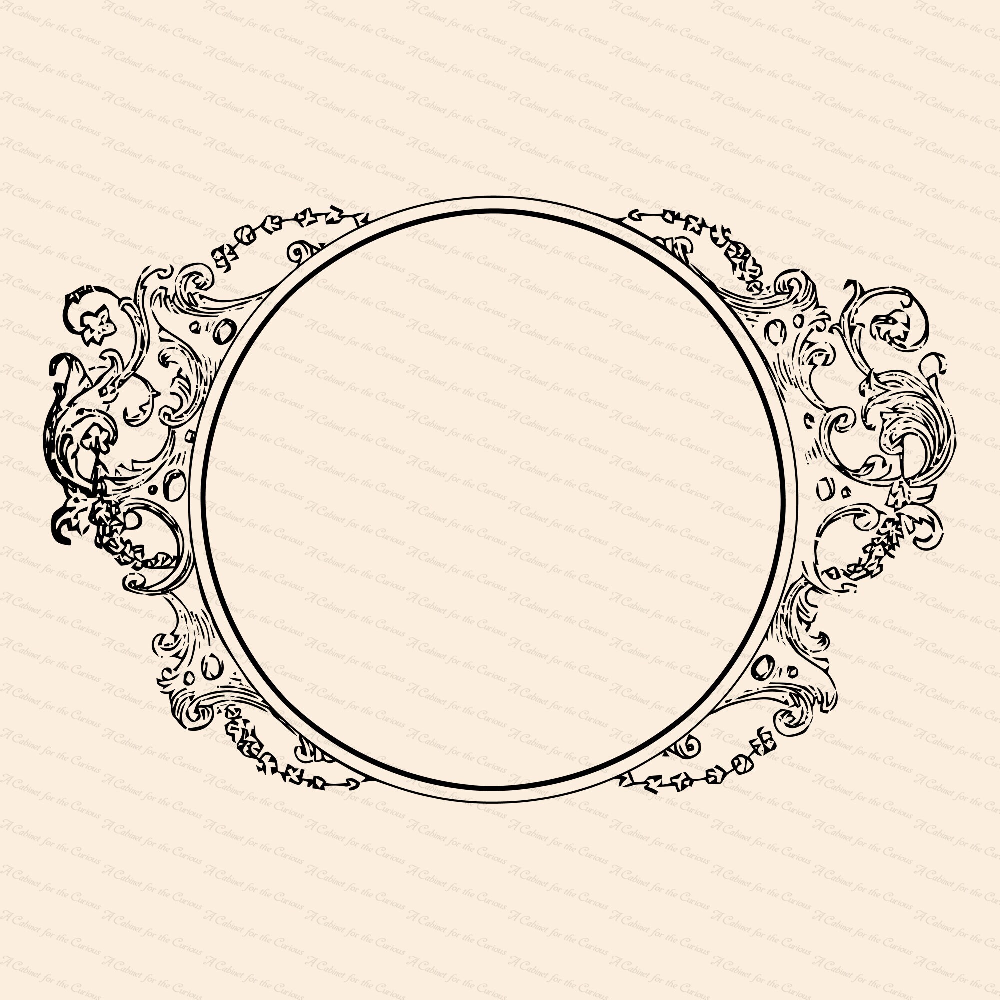 Vintage Floral Round Border Clipart Antique Victorian Circle Frame ...