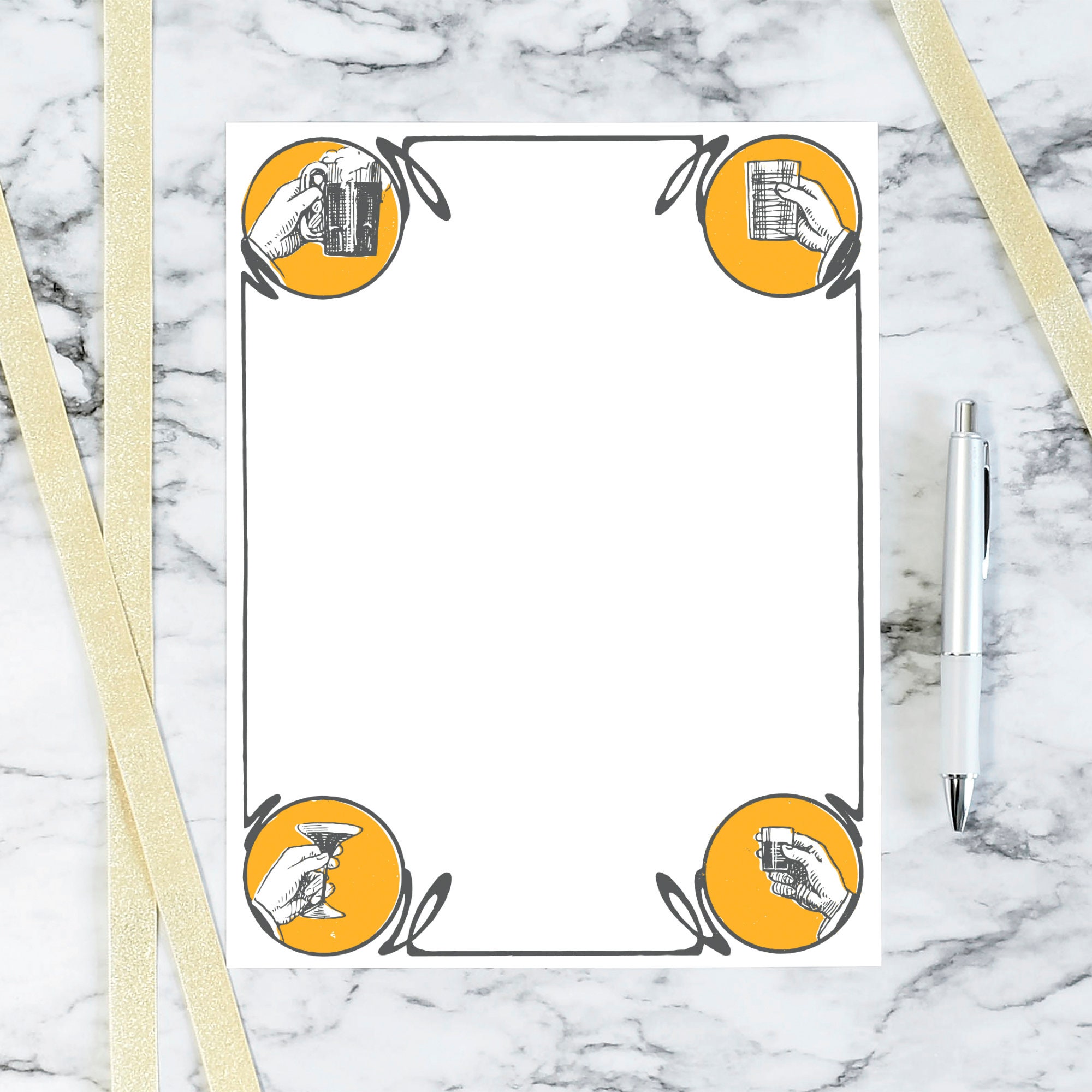 Vintage Toasting Border | Antique Edwardian Cheers, Raising a Toast ...