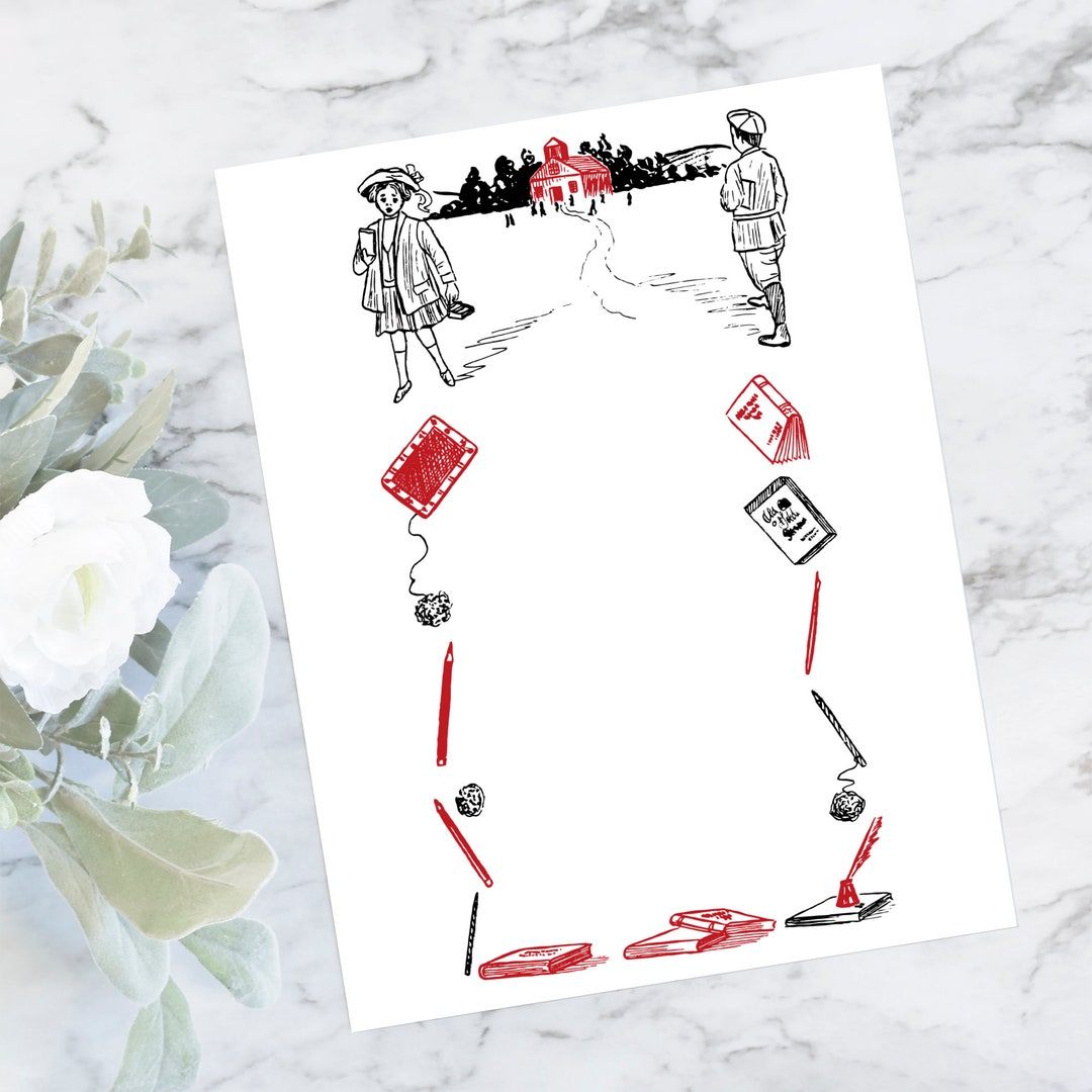 Vintage School Days Border | Antique Edwardian Schoolhouse, Schoolgirl ...