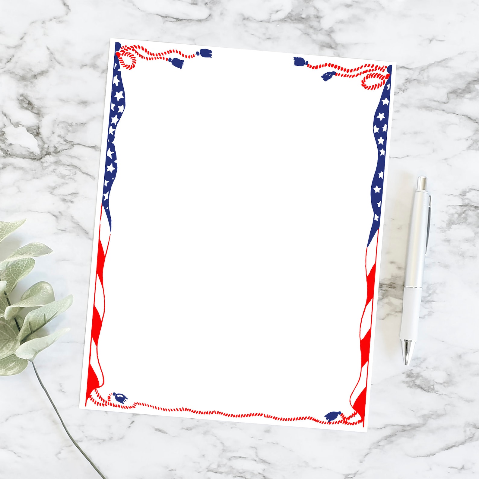 Vintage American Flag Border | Antique Edwardian Patriotic Frame 8.5x11 ...