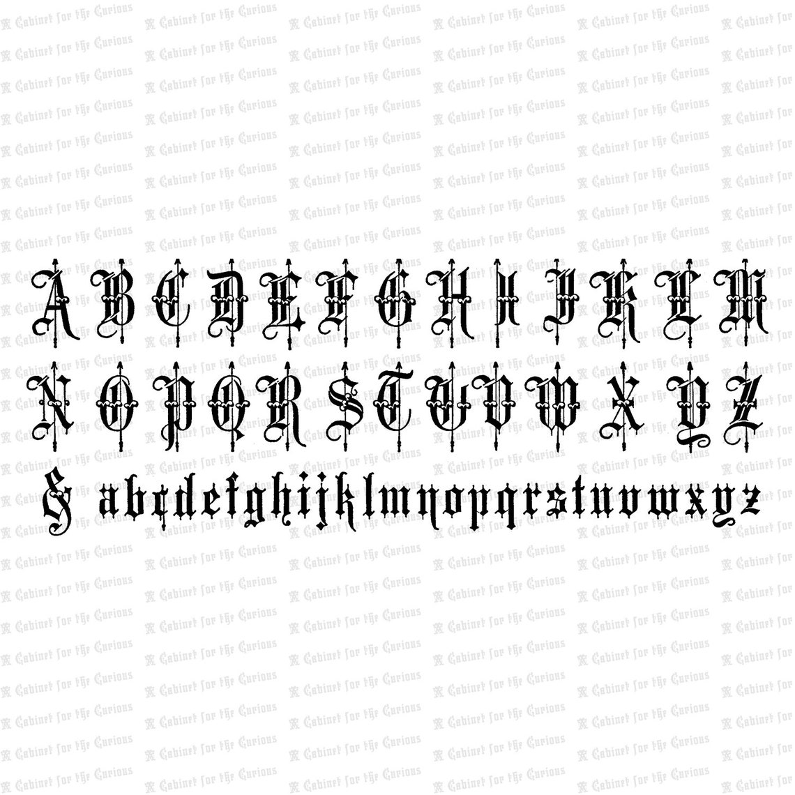 Vector Clipart Victorian Old English Fancy Text Ornamental Alphabet ...