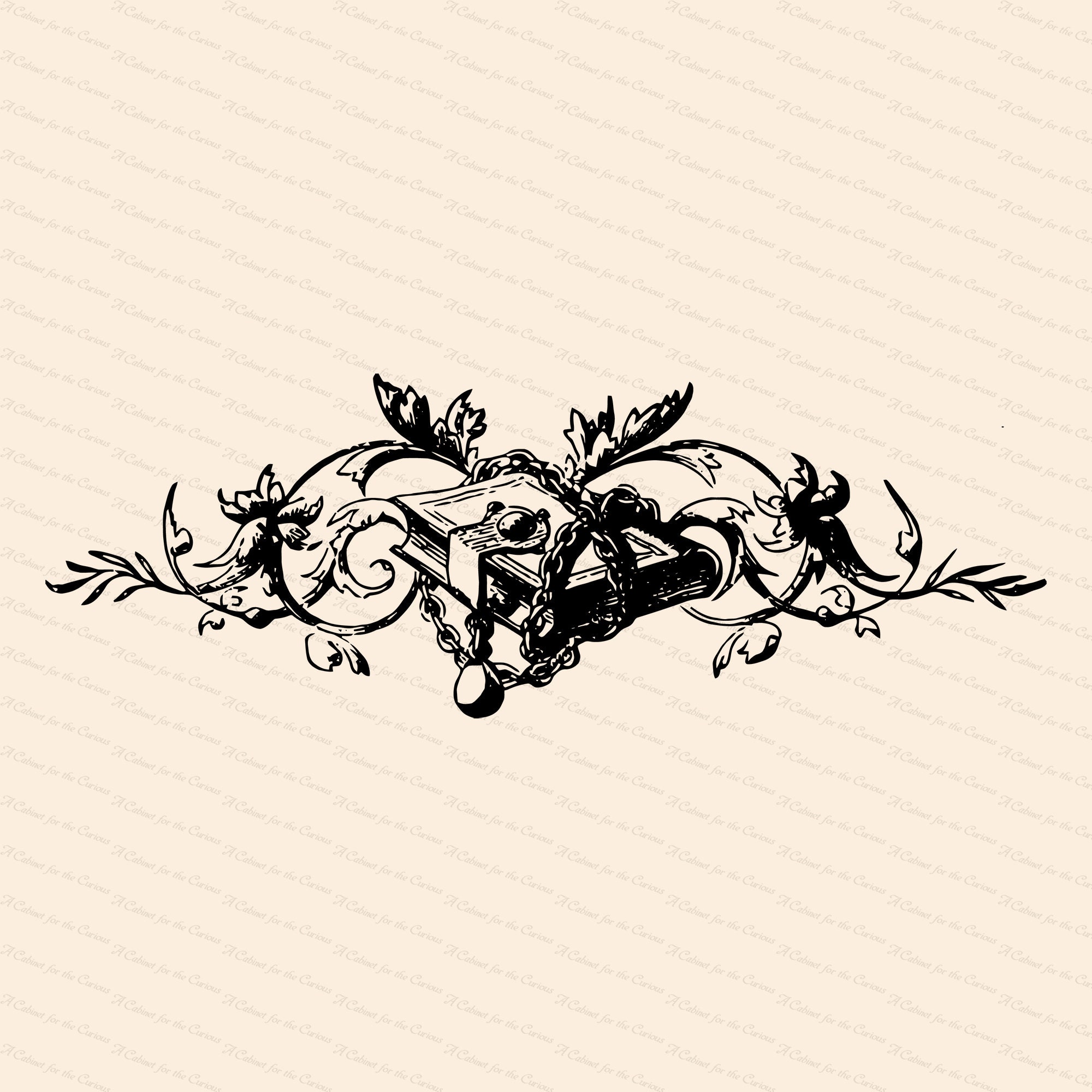 Victorian Chained Book With Flowers | Vintage Antique Locked Journal ...