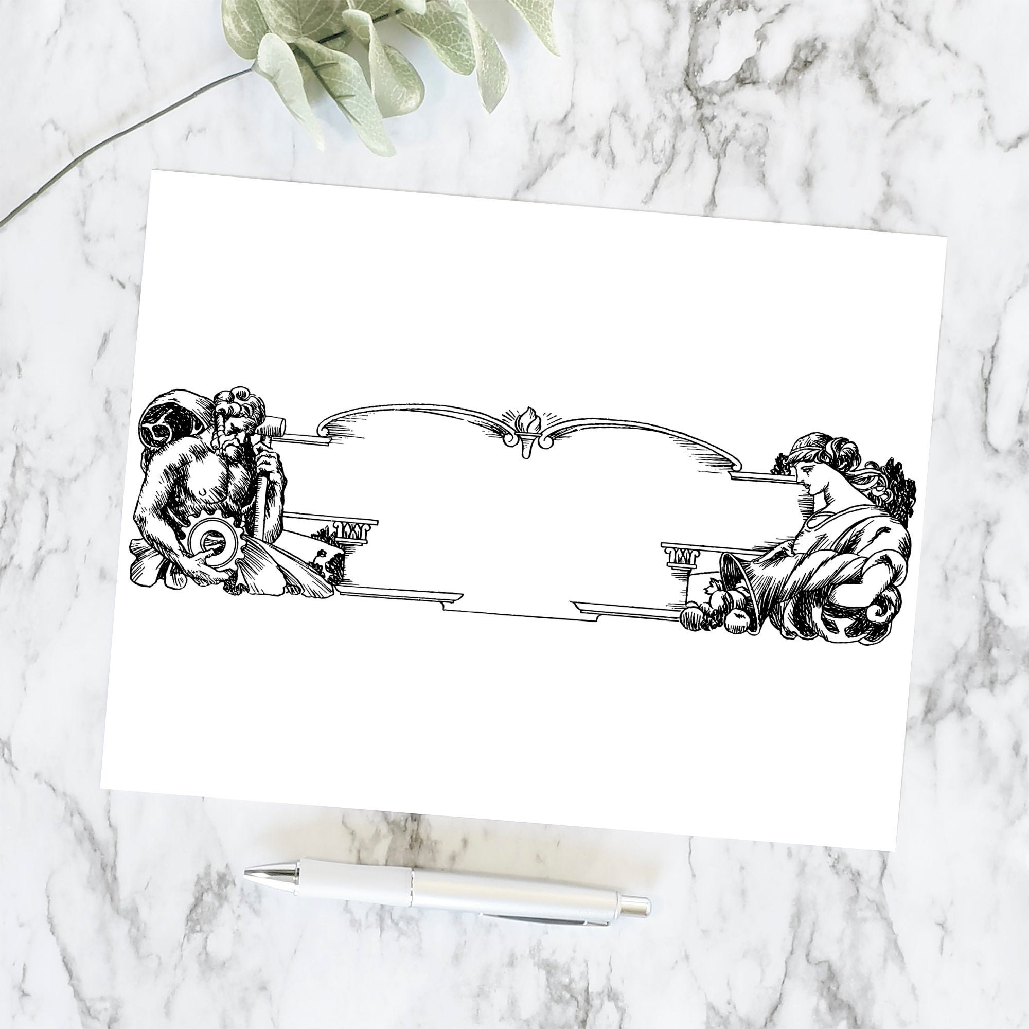 Vintage Fancy Title Border Element | Rectangle Labor Man & Woman Gear ...