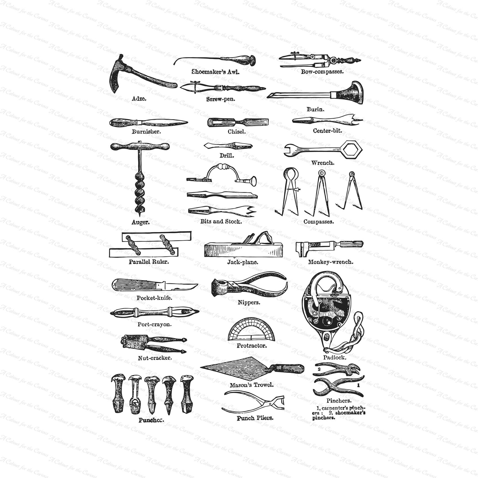 Vintage Victorian Tools | 1860s Antique Tools Collage Sheet Vector ...