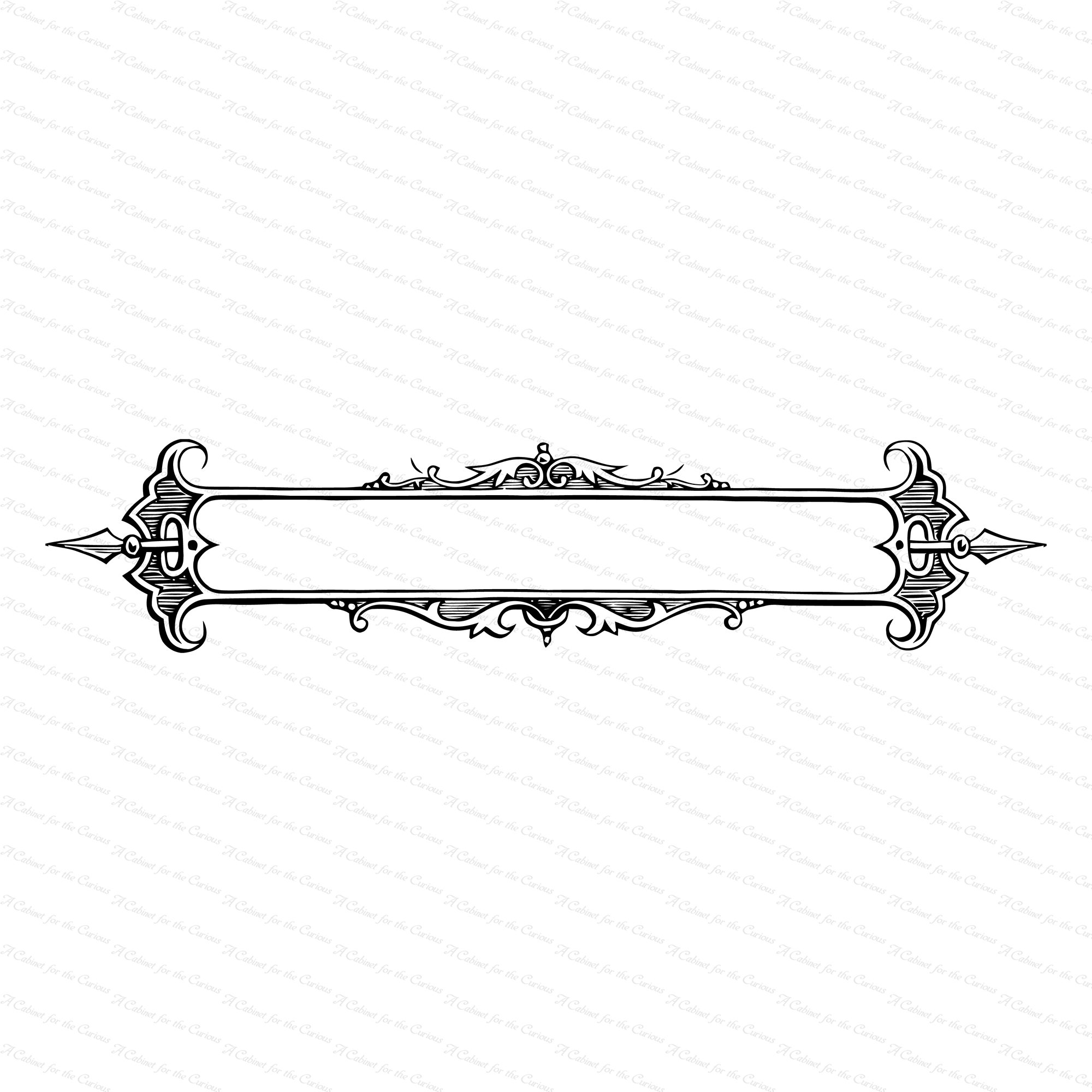 Vintage Fancy Title Border Element | Antique Victorian Rectangle With ...
