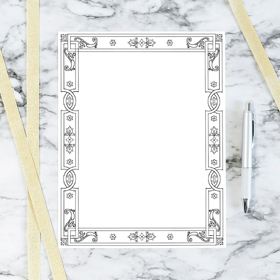 Digital Vintage Edwardian Decorative Floral Geometric Frame | Etsy