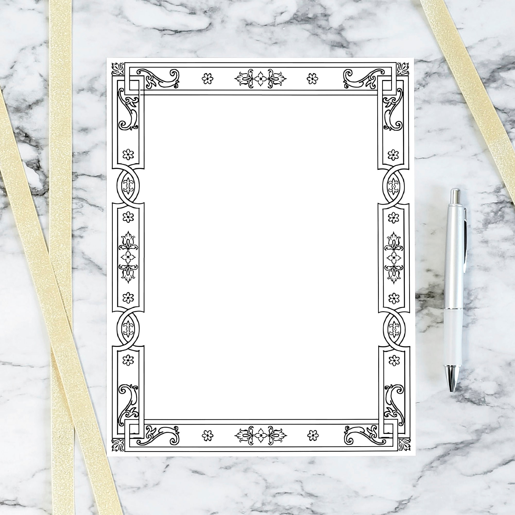 Digital Vintage Edwardian Decorative Floral Geometric Frame | Vector ...