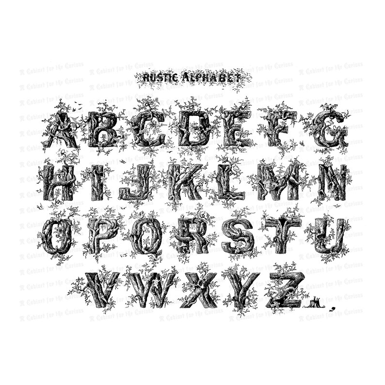 Vector Clipart Victorian Rustic Penwork Alphabet | Vintage 1880s ...