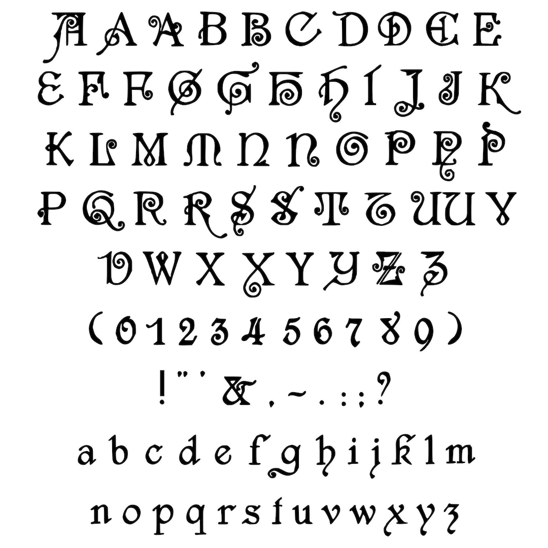 Vector Clipart Vintage 1910s Fantasy Initials Alphabet | Uppercase ...