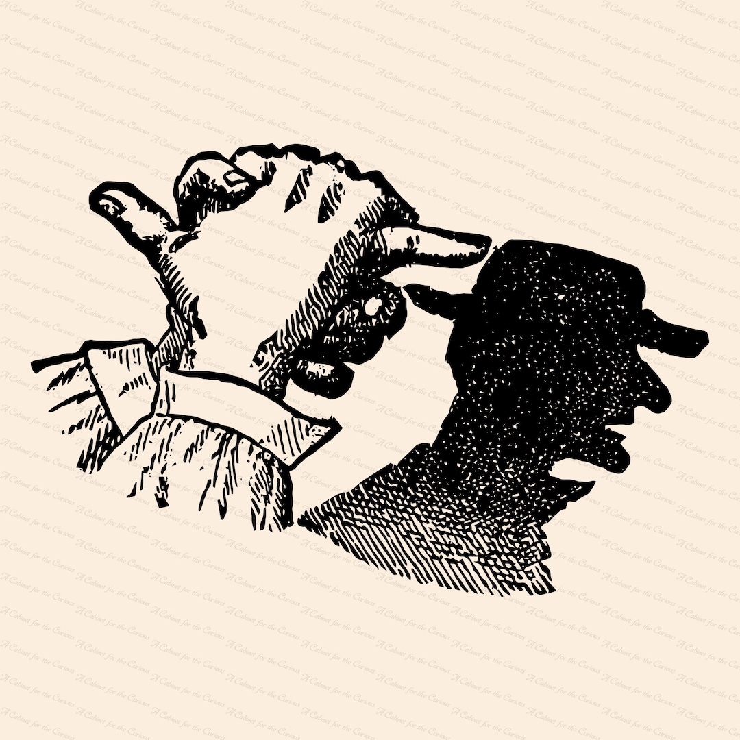 Vintage Victorian Shadow Puppet | 1890s Man Wearing Hat Shadow Vector ...