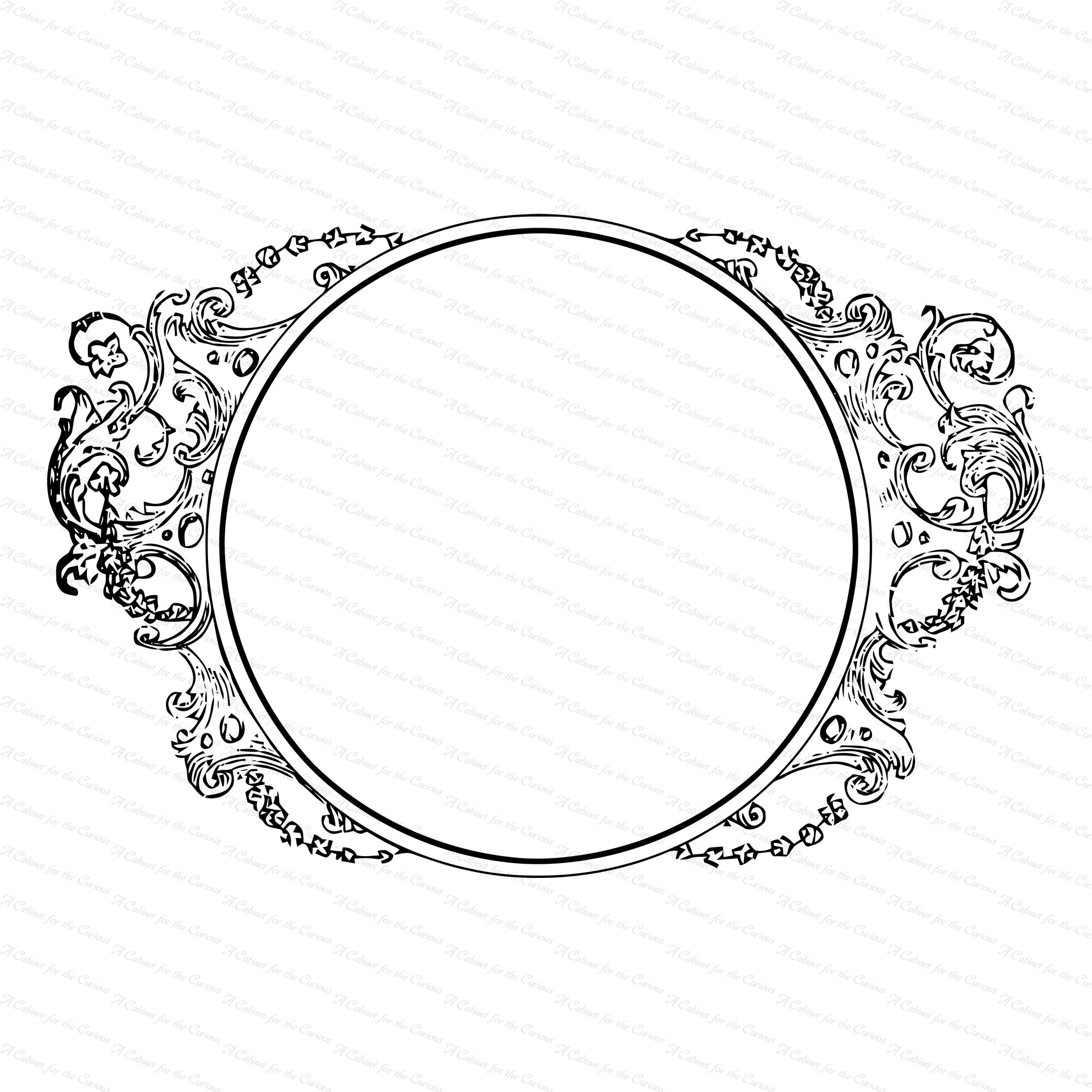 Vintage Floral Round Border Clipart Antique Victorian Circle Frame ...