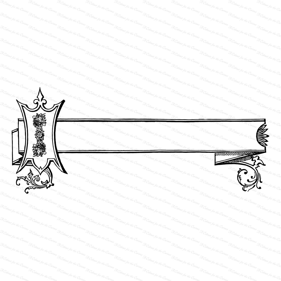 Vintage Fancy Title Border Element With Roses | Antique Victorian ...