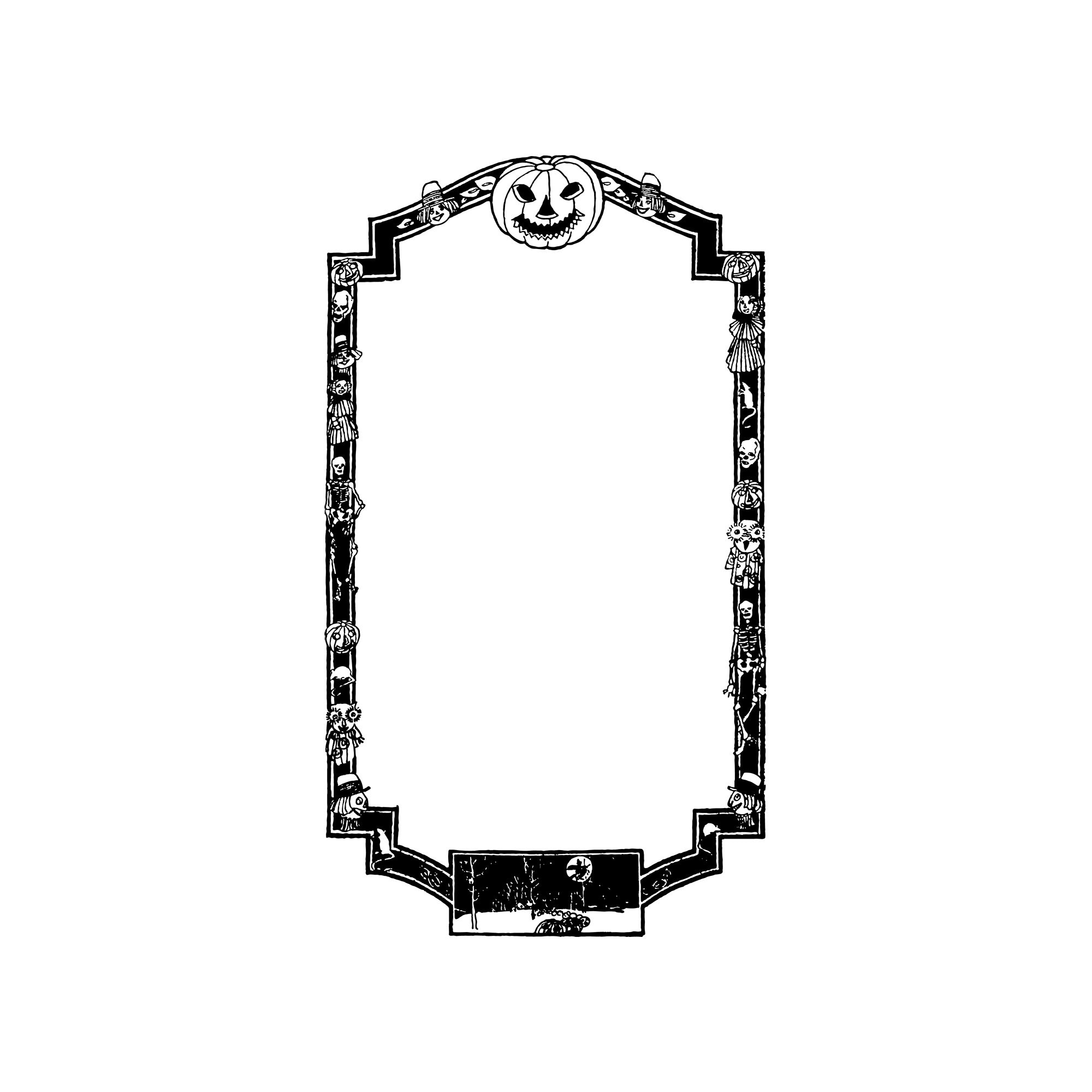 Digital Vintage 1920s Border Vector Clipart | Spooky Skeletons Skulls ...