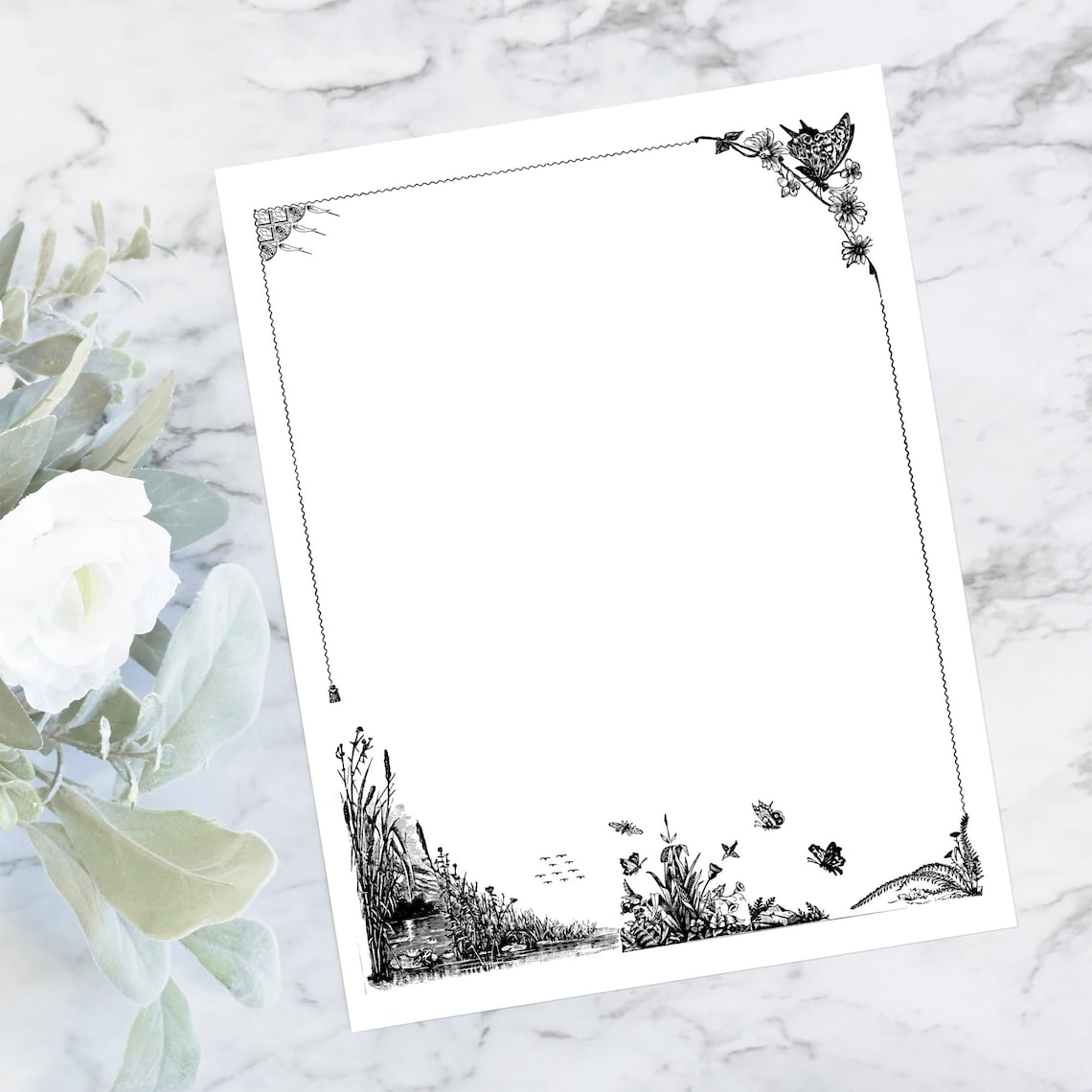 Vintage Rustic Nature Themed Border | Antique Frame With Wild Flowers ...