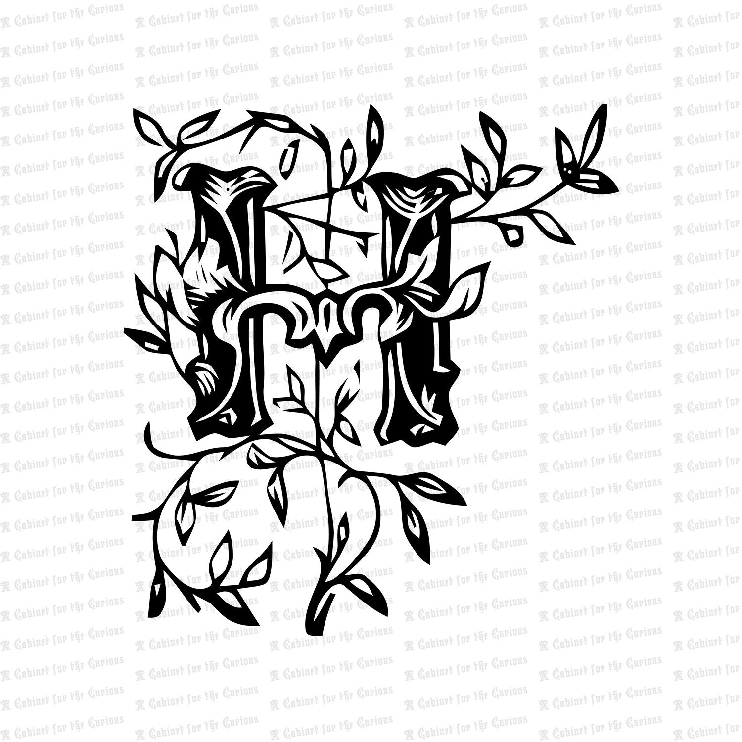 Ornamental Penwork Initial Letter H Vector Clipart | Vintage Victorian ...