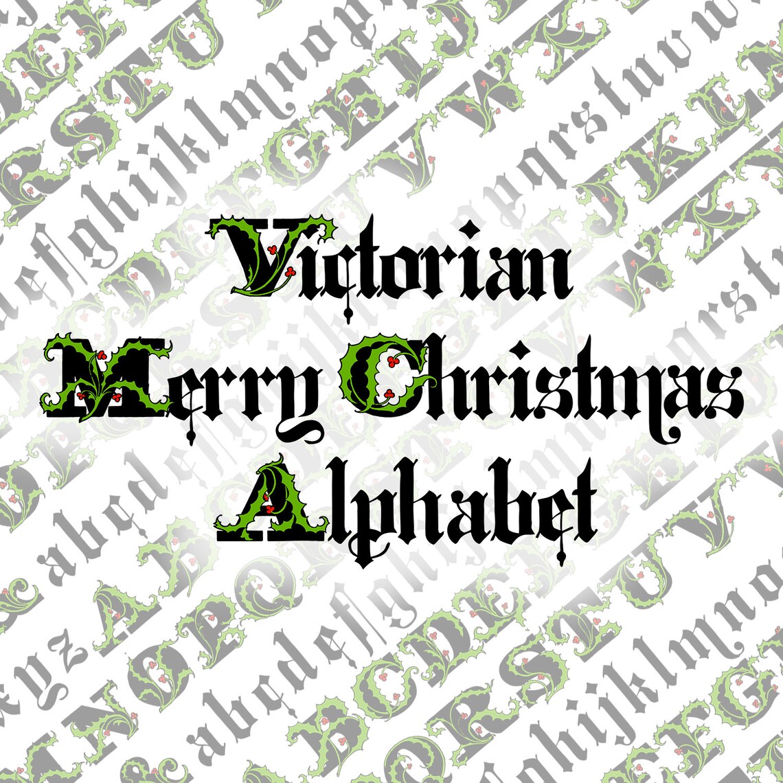 Vector Clipart Victorian Christmas Alphabet | Vintage 1880s Christmas ...