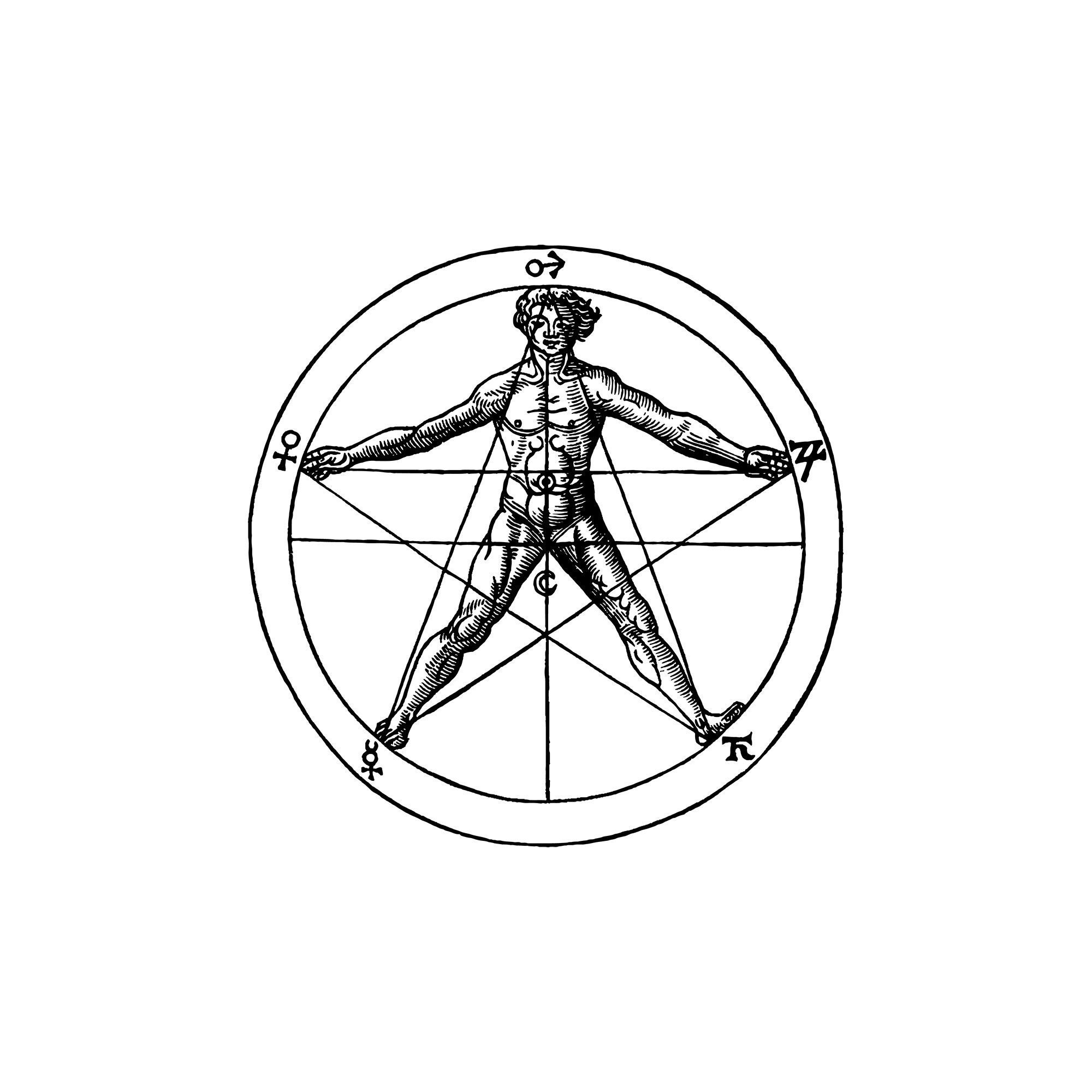 Agrippa's Geometric Man - Pentagram Vector Clipart | Occult Symbol ...