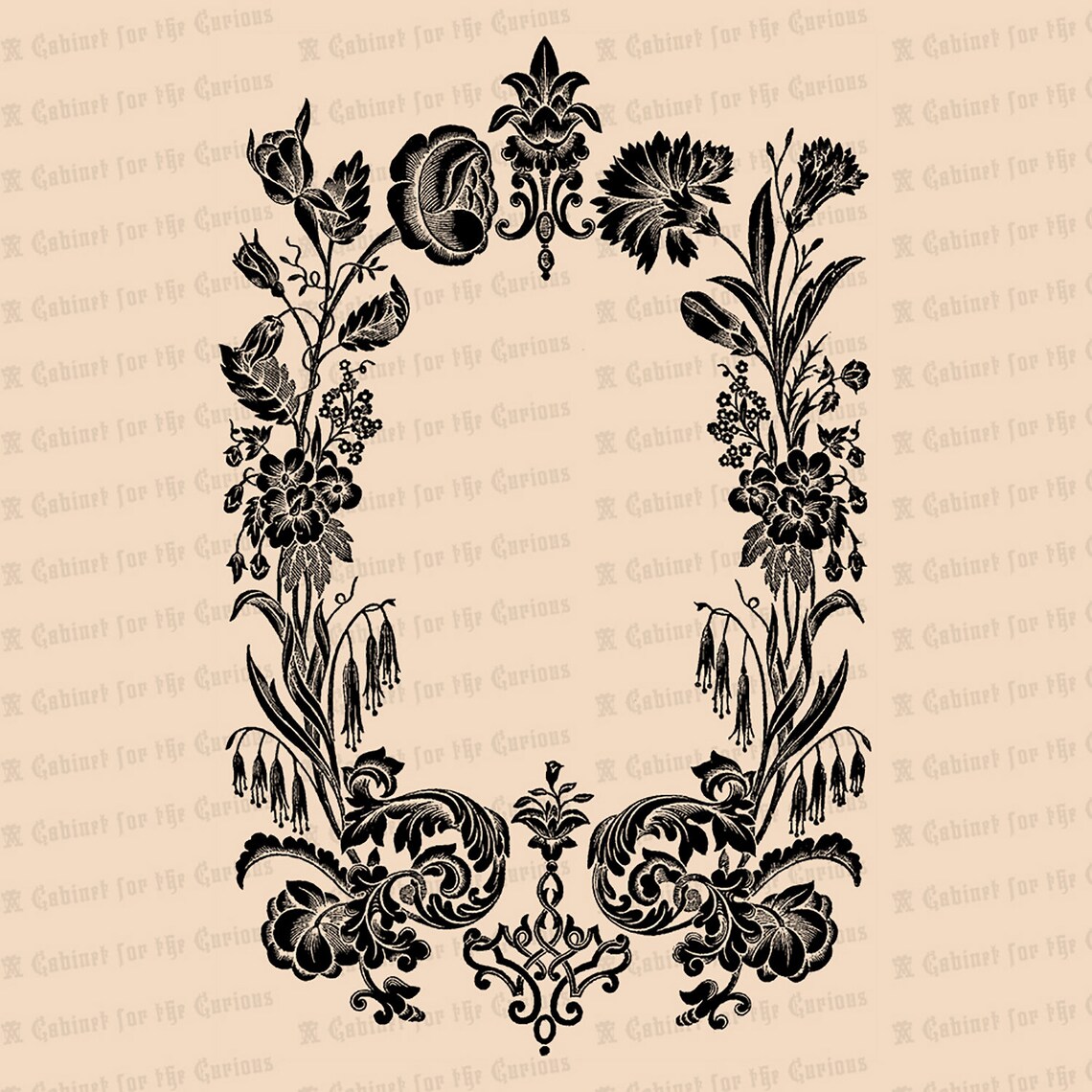 Digital Vintage Victorian Floral Frame Vector Clipart Border Element ...