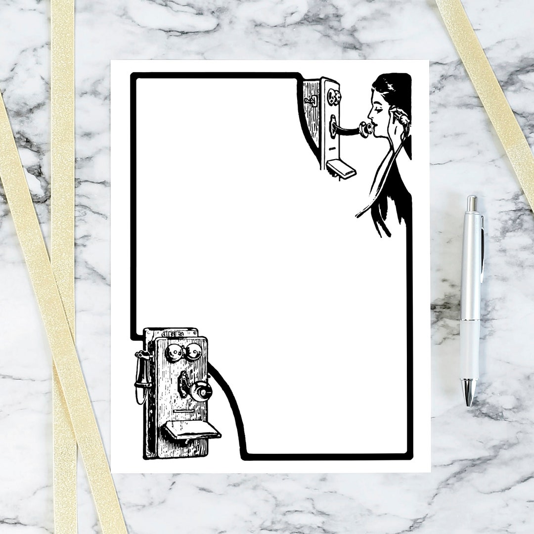 Vintage Old Fashioned Telephone Border | Vector Clipart Phone Frame L ...