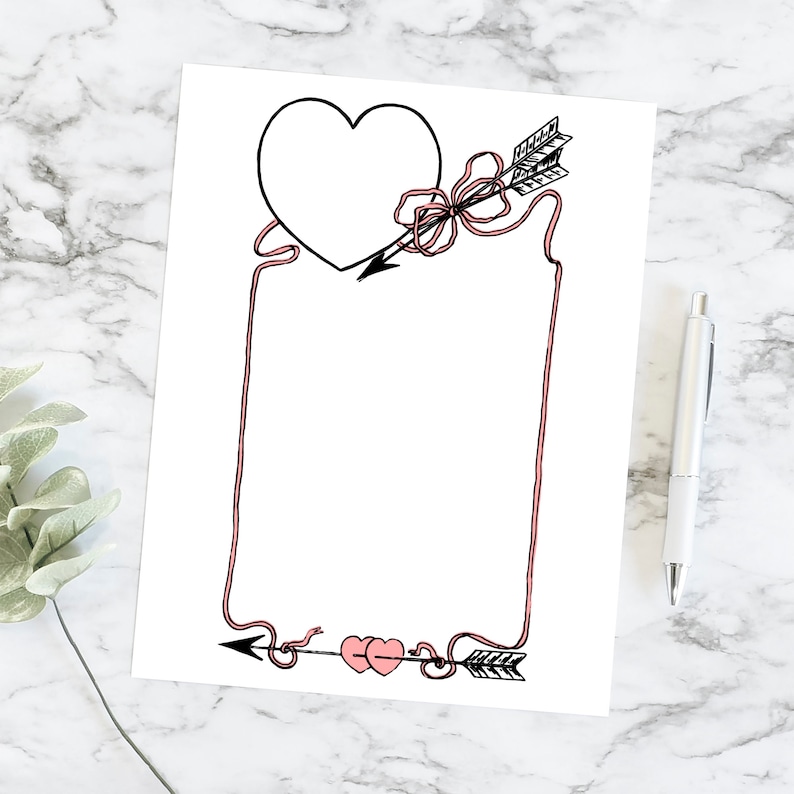 Vintage Hearts, Arrows, & Ribbon Border | Antique Edwardian Valentine's ...