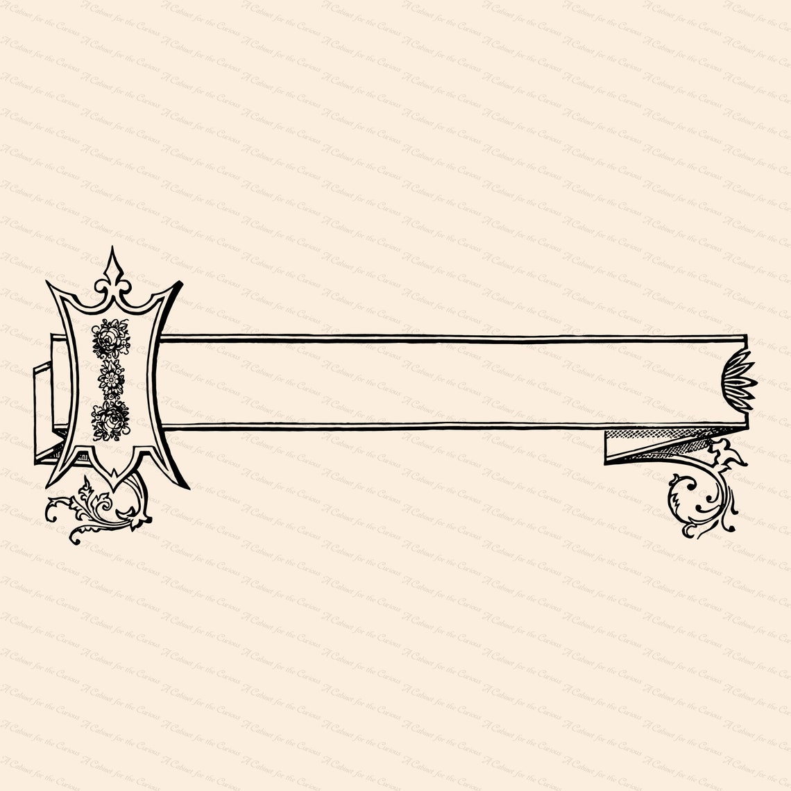 Vintage Fancy Title Border Element With Roses | Antique Victorian ...