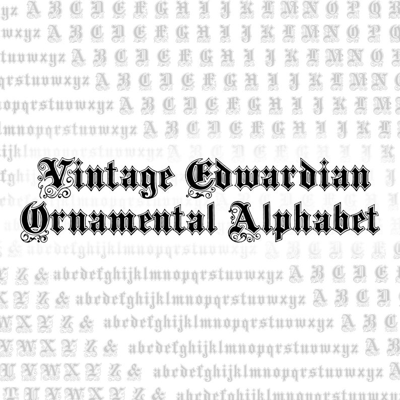 Vector Clipart Edwardian Ornamental Penwork Alphabet | Vintage ...