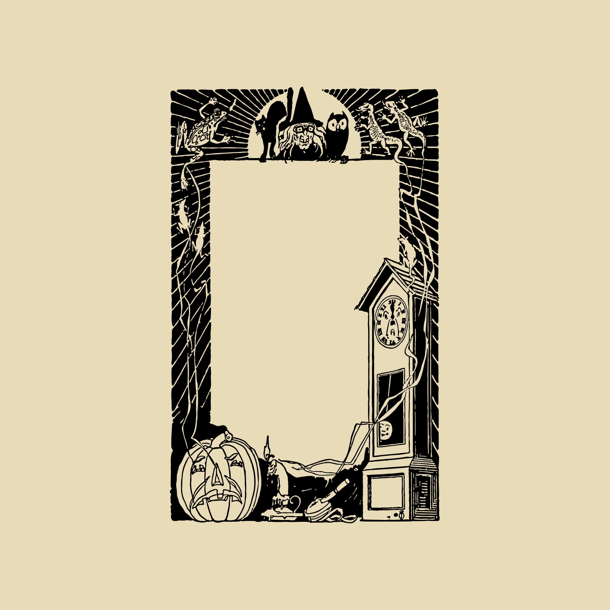 Digital Vintage 1920s Spooky Halloween Border Vector Clipart Jack-o ...