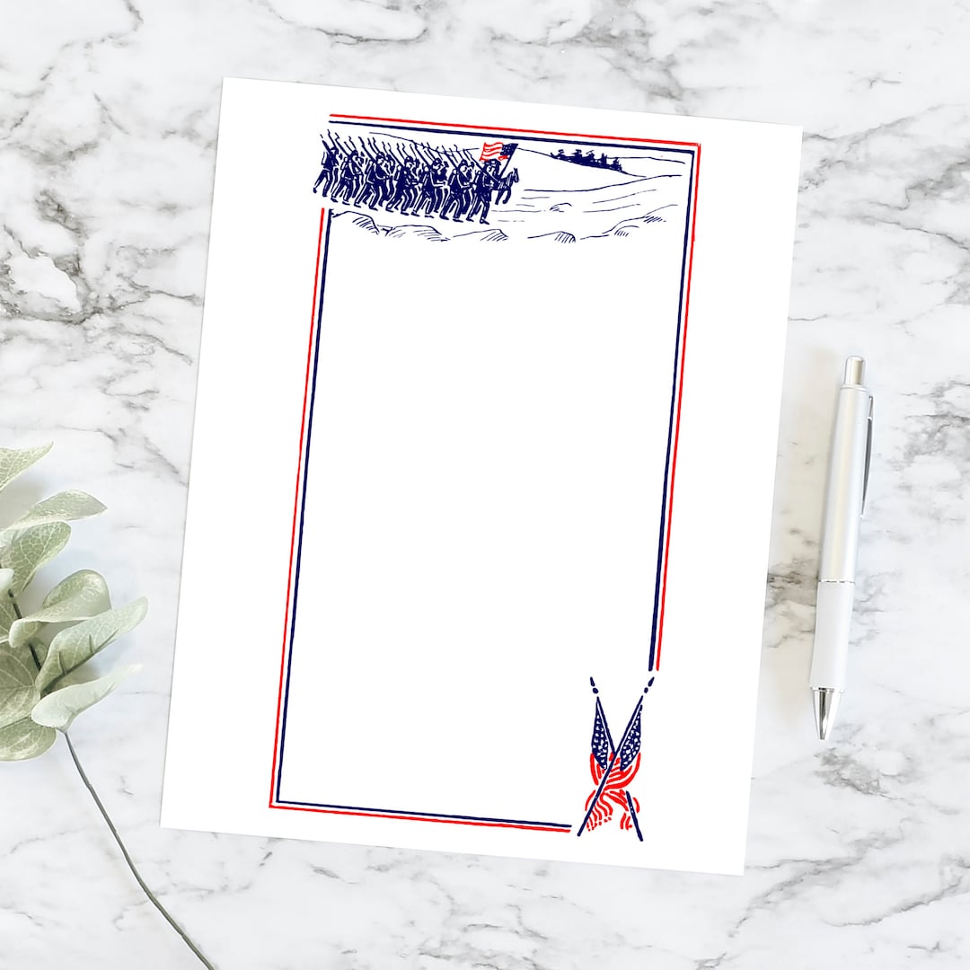 Vintage Military American Flag Border | Antique Edwardian Patriotic ...