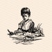Digital Vintage Seated Victorian Lady Writing Letter | Antique Woman ...