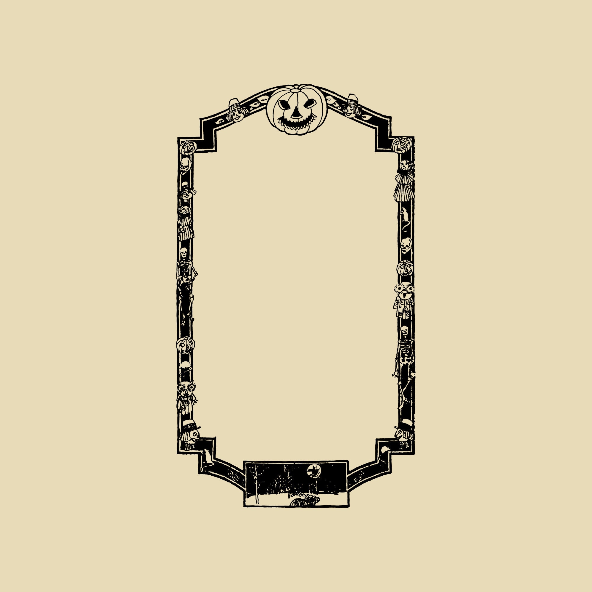 Digital Vintage 1920s Border Vector Clipart | Spooky Skeletons Skulls ...