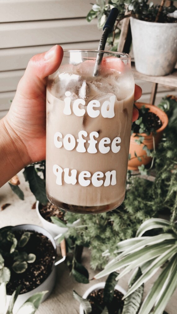 Glass BeerCan iced coffee queen Home & Living Drink & Barware etna.com.pe