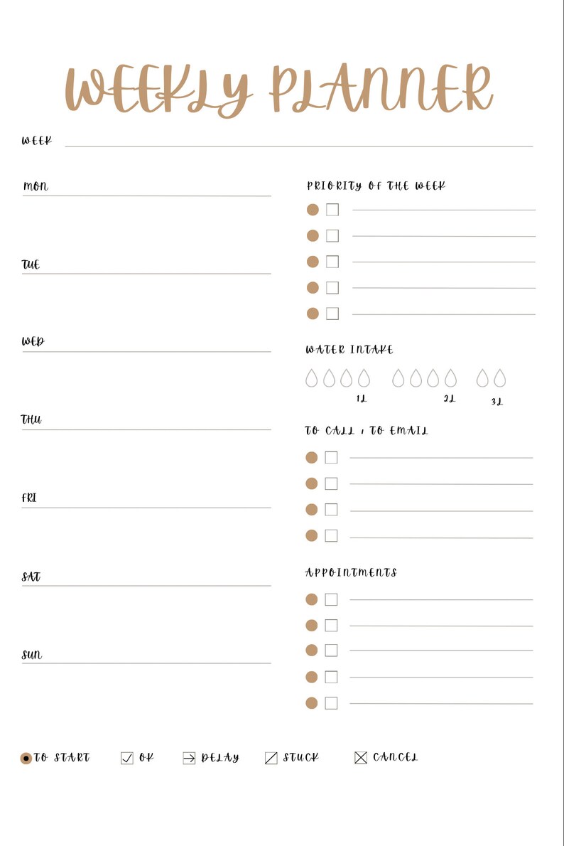Weekly Planner Printable to Do List, Minimal Weekly Schedule, Weekly ...