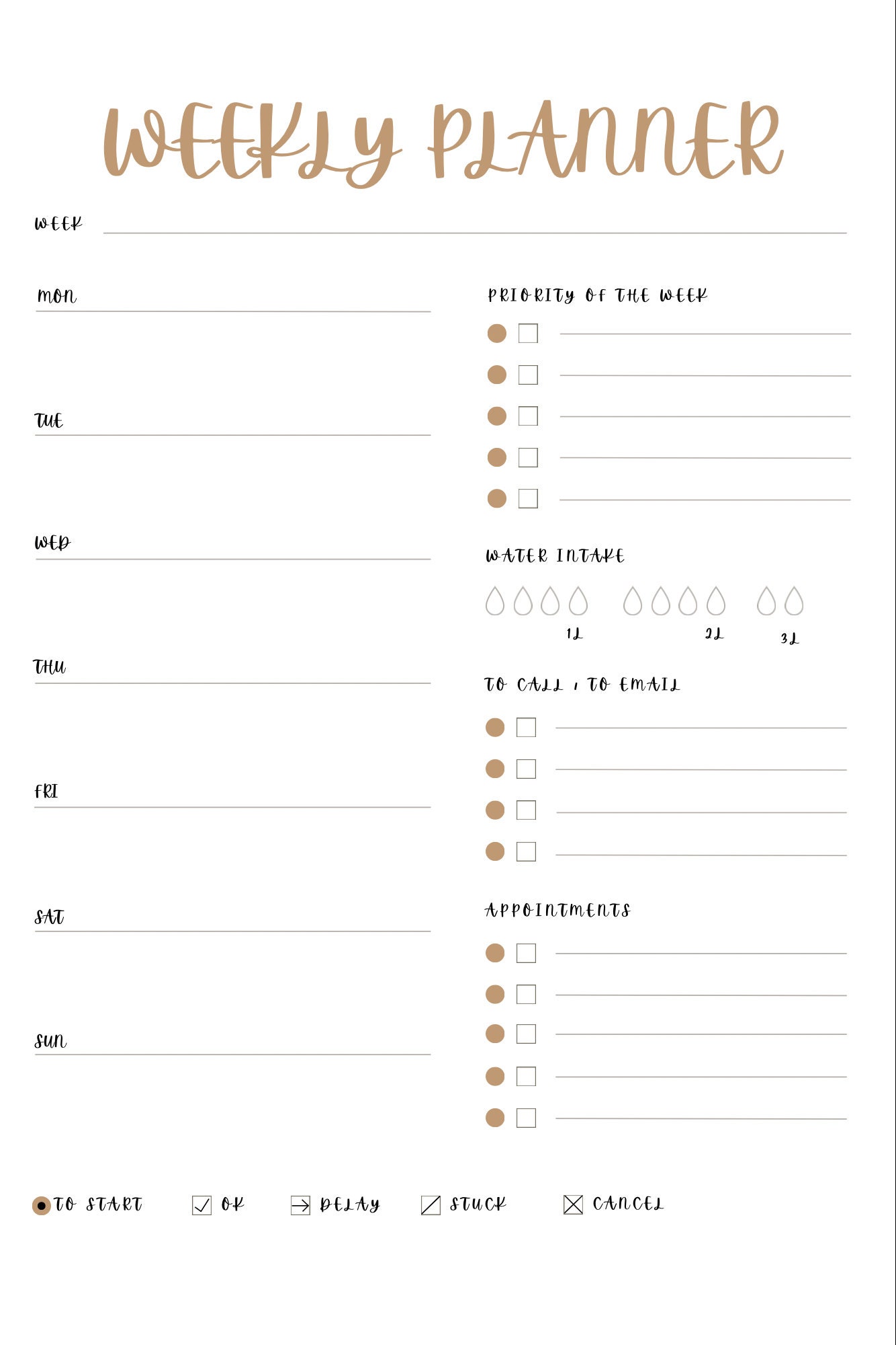 Weekly Planner Printable to Do List, Minimal Weekly Schedule, Weekly ...