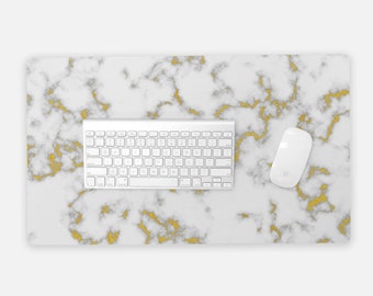 Turquoise & Yellow Gold Marble Desk Mat | Etsy