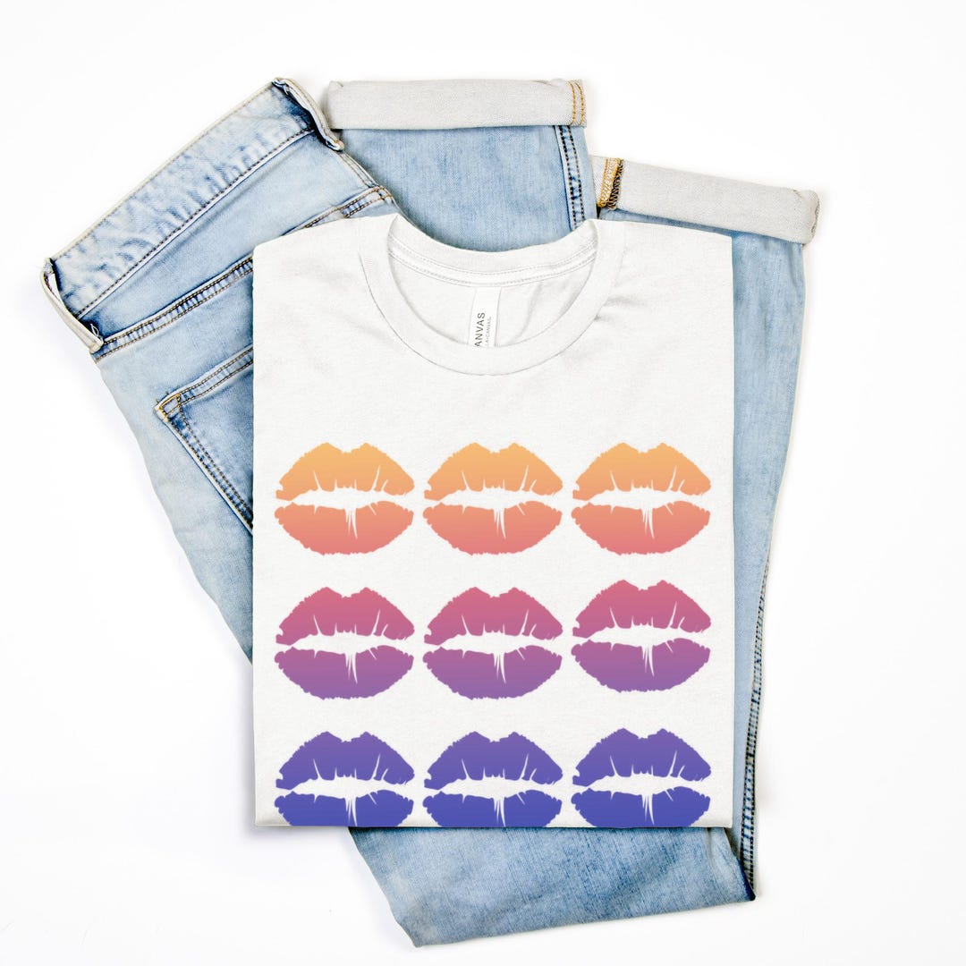 Ombre Kiss Lips T-shirt White - Etsy