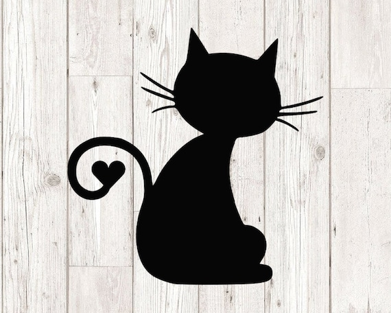 Cat Svg Cat Heart Tail Svg Cat With Heart Svg Cutting Files - Etsy