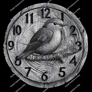 Wood Wall Clock | Red Robin Bird Clock | 3D Illusion | Laser Burn PNG ...